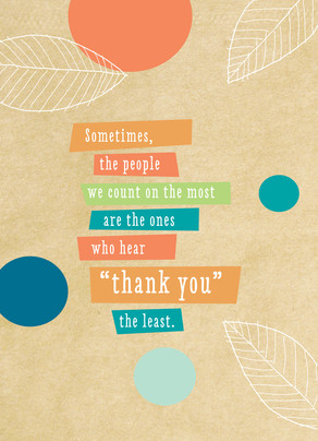 Colorful Thanks with Line Art Leaves Thank You Card | Cardstore