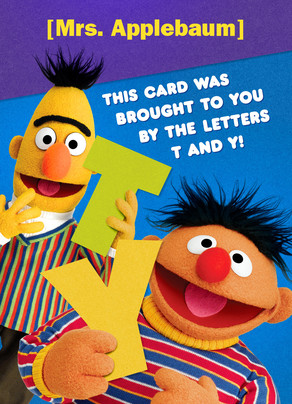 Bert & Ernie Thank You Teacher's Day Thank You Card | Cardstore