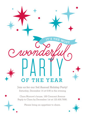 Wonderful Party Christmas Invitation | Cardstore