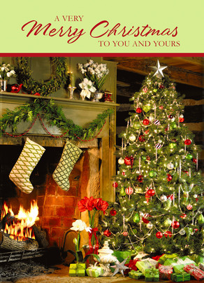 Christmas Tree and Fireplace Christmas Card | Cardstore