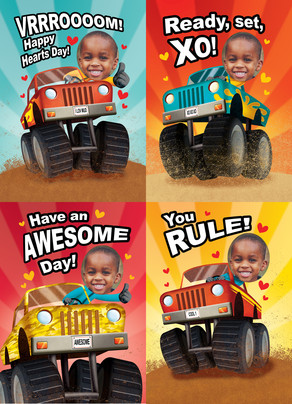 Valentine Monster Trucks Valentine's Day School Valentine Card | Cardstore